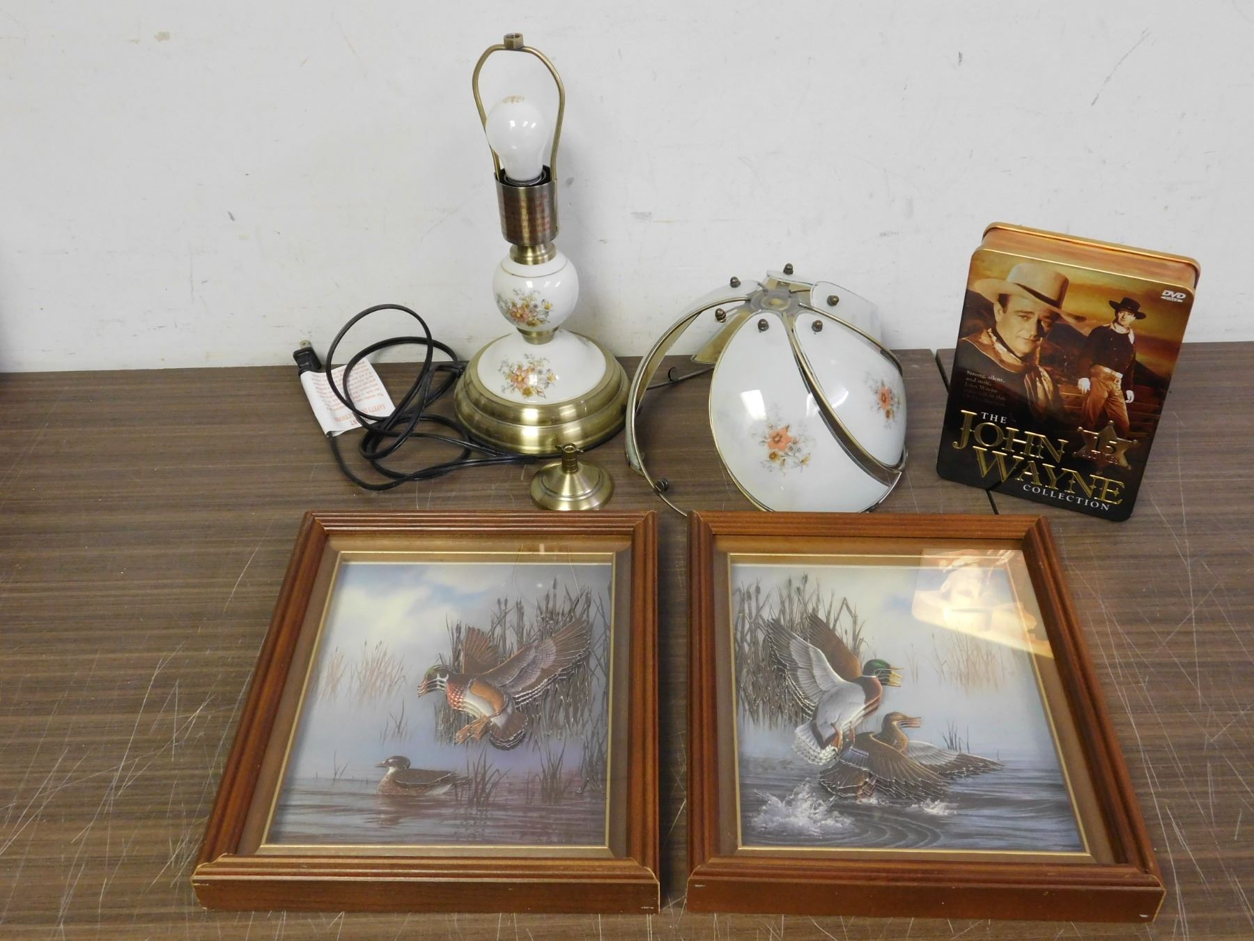 Lot of Decor Lamp *missing panel * 2 Framed Papercraft Wall Art, John ...