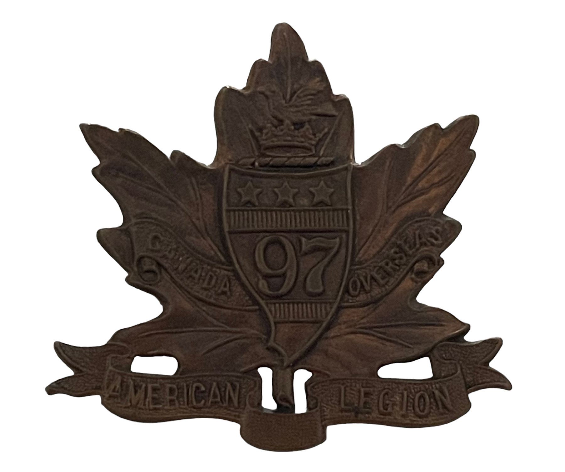 WW1 CEF 97th Battalion, American Legion, Cap Badge