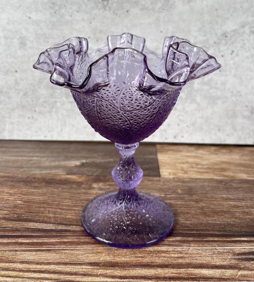 Fenton Glass Lavender Wisteria Tree Of Life Dish