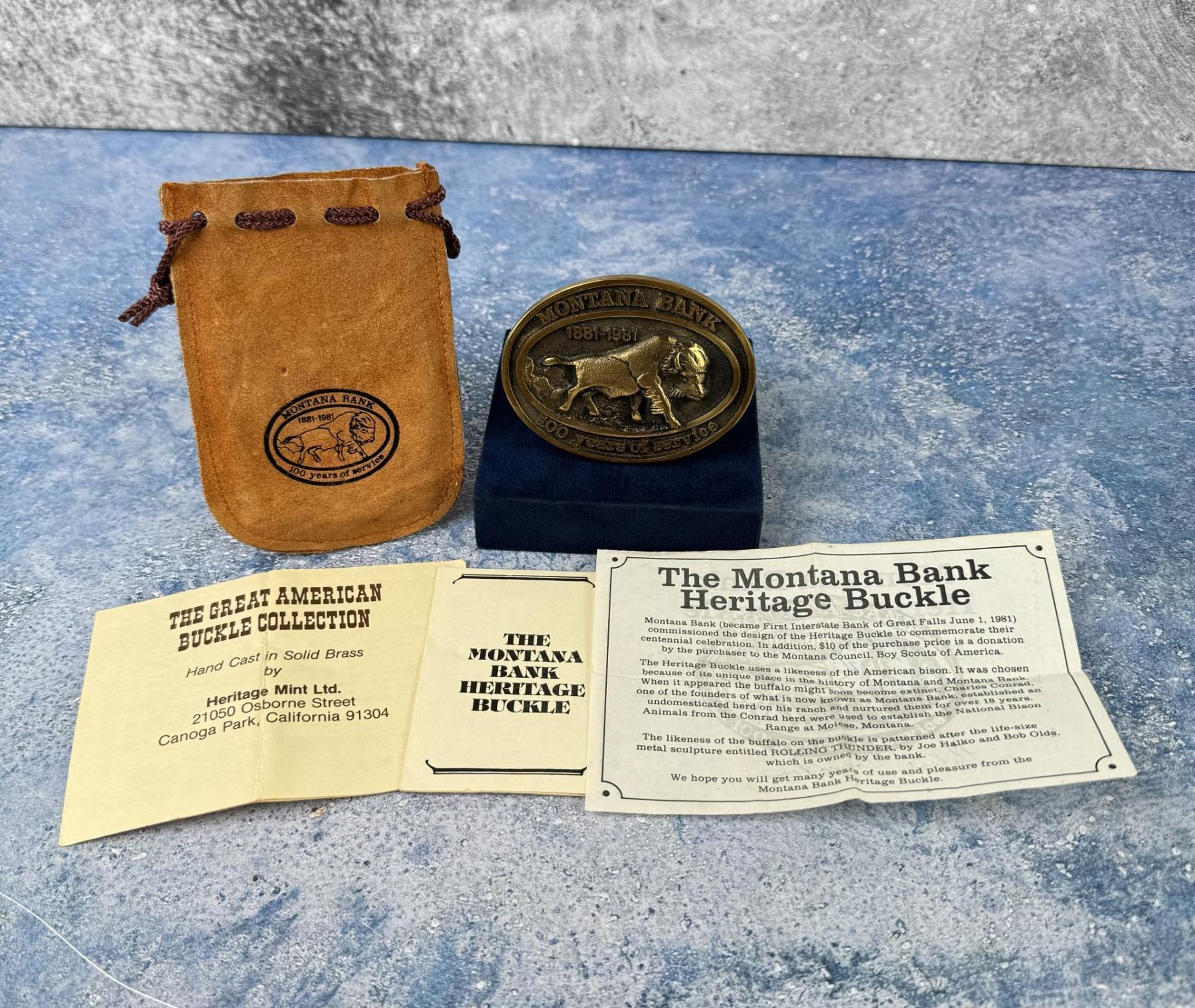 Montana Bank 100 Years Of Service Belt Buckle