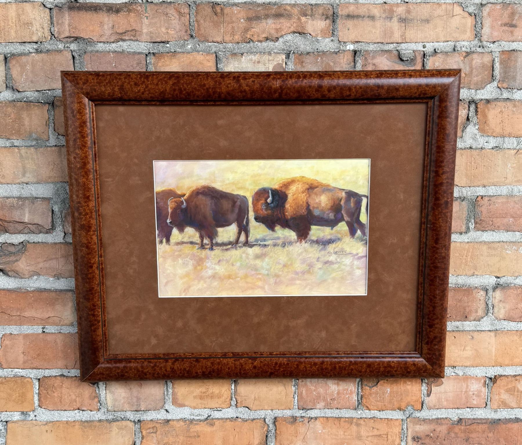 Montana Artist Julie Oriet Buffalo Pastel Drawing