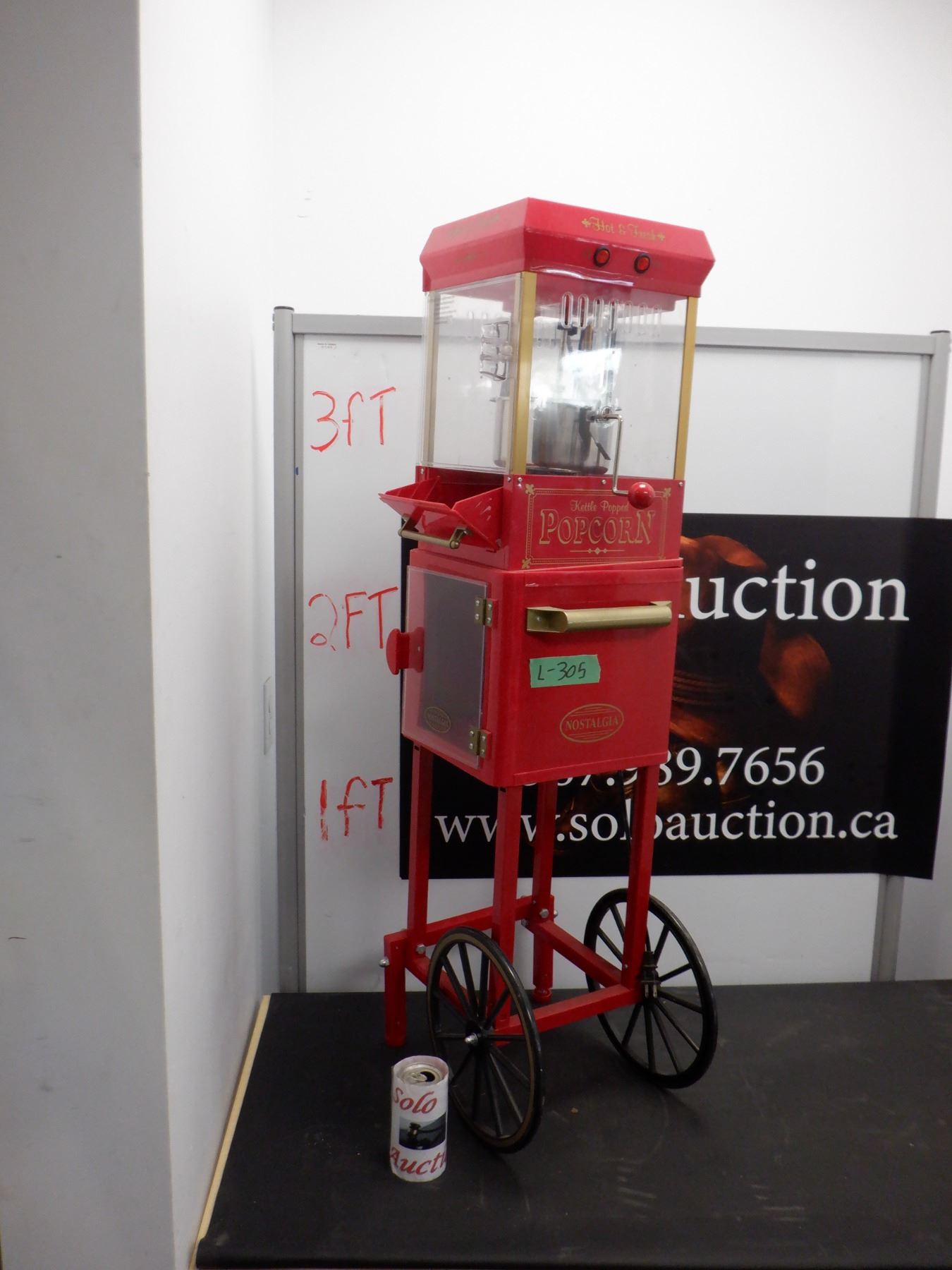 Large popcorn machine cart on wheels, perfect for parties by Nostalgia