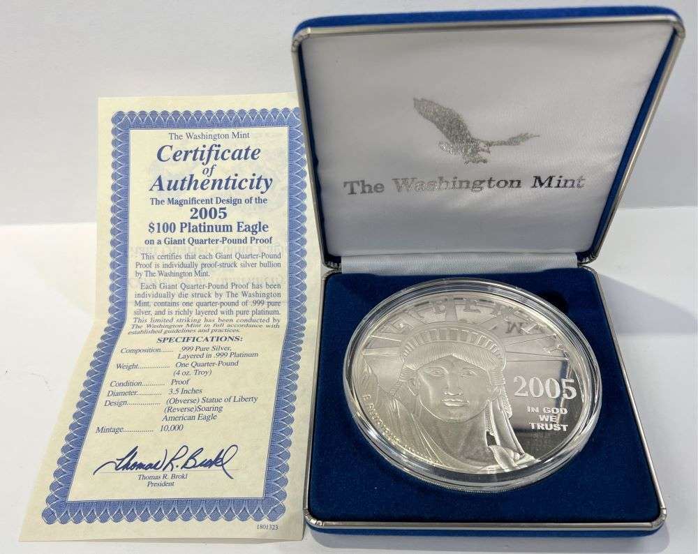 Giant Quarter Pound 2005 American Eagle Design Proof Platinum Layered ...