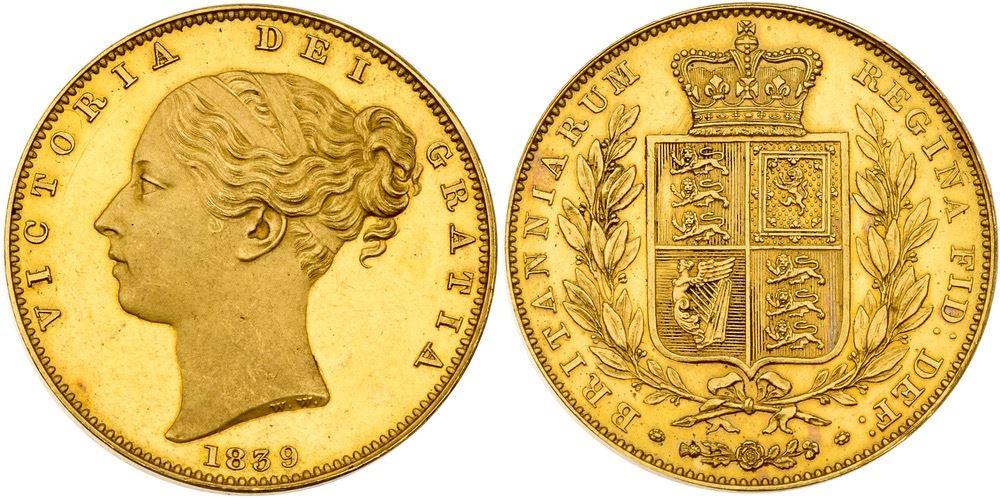Victoria (1837-1901). Proof Gold Sovereign, 1839.