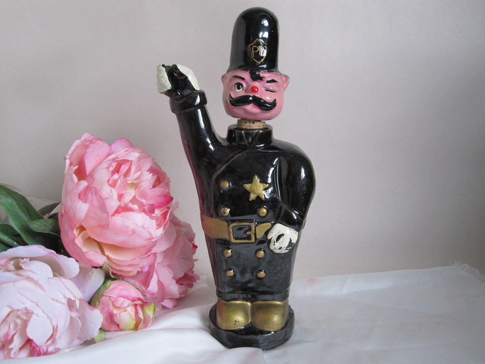 Vintage rare Police Department Clay bottle, Decanter-Early spirits ...