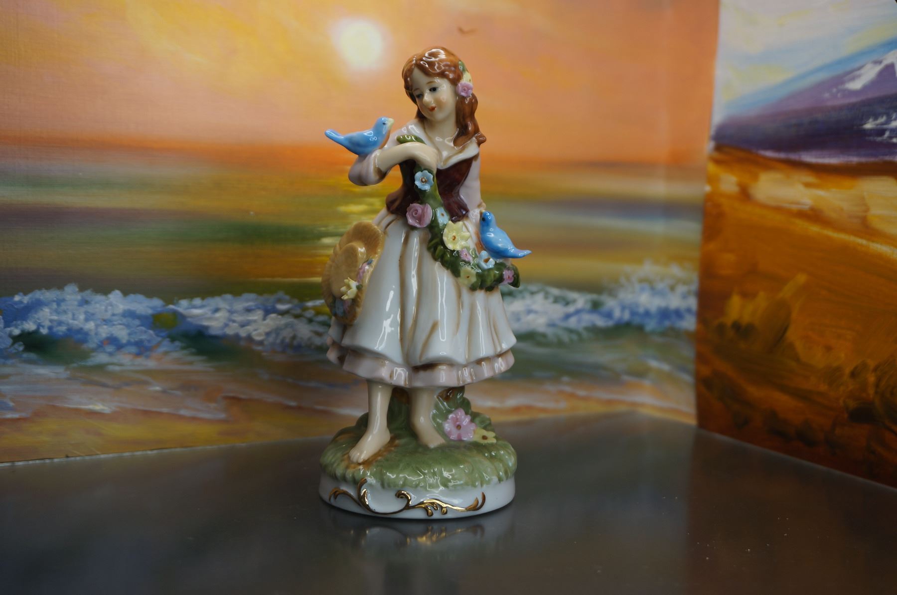 Vintage female figurine porcelain, Porcelain Figurines birds and ...