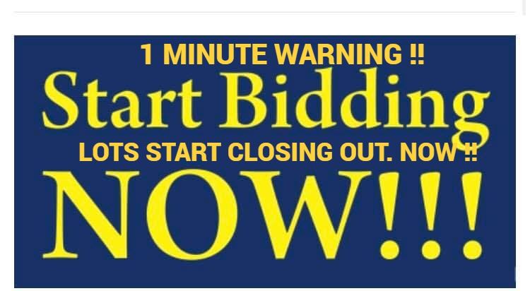 LAST CALL! PLACE YOUR BIDS ! AUCTION WILL START CLOSING OUT!
