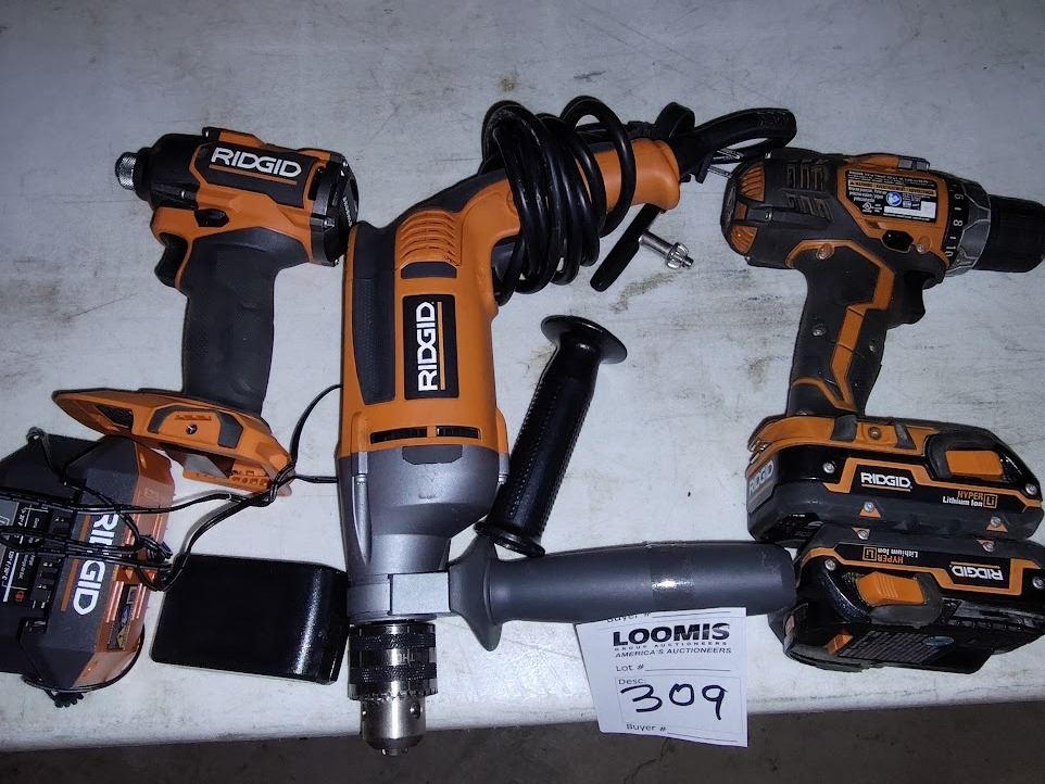 RIDGID R/C POWER TOOLS & 1 CORDED DRILL