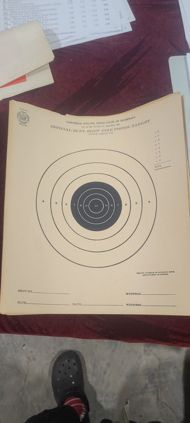 14 CANADIAN CIVIL ASSOCIATION OF MARKSMEN OFFICIAL 50' SLOW FIRE PISTOL ...