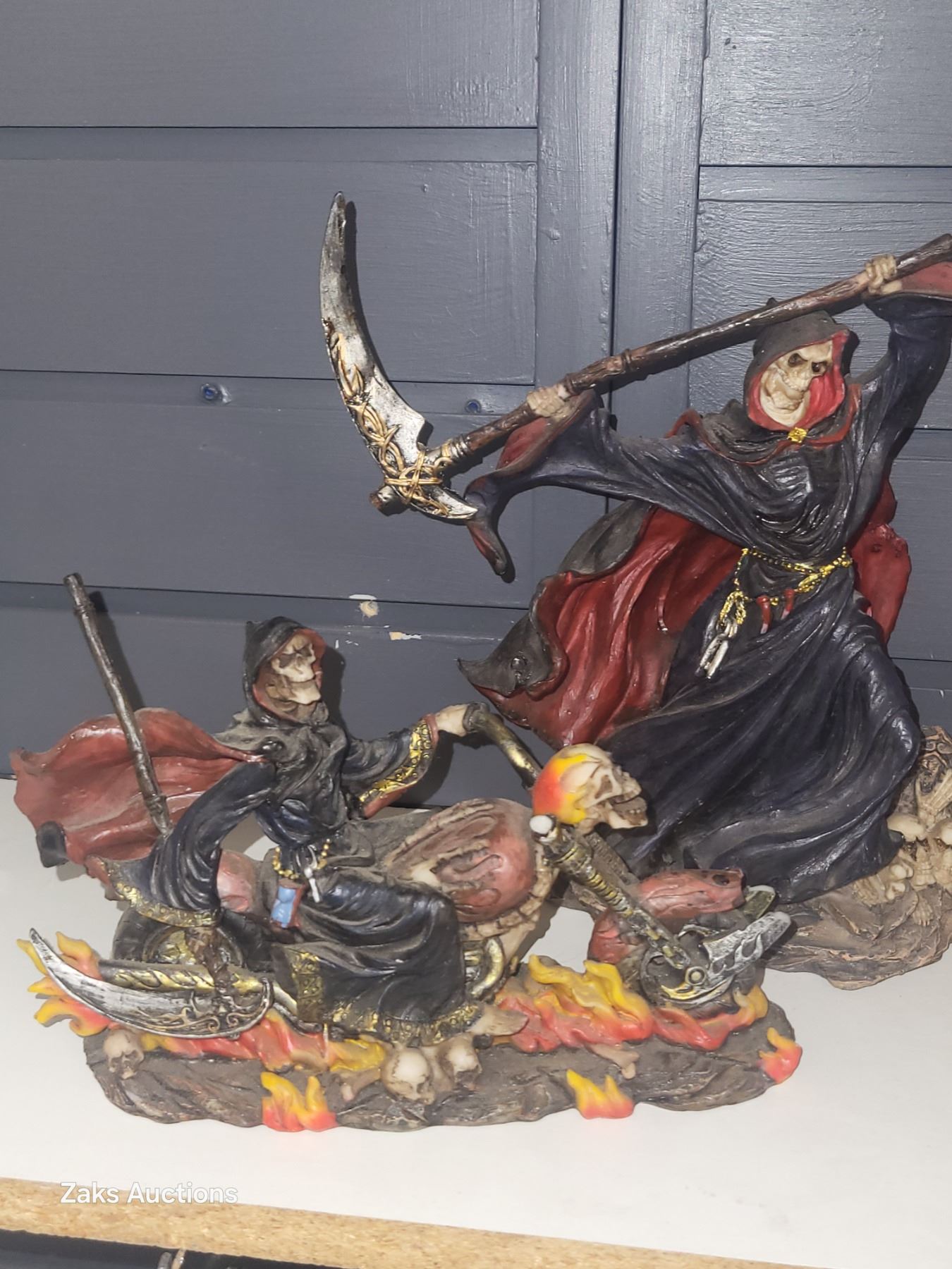 Pair of Resin Grim Reaper Statues