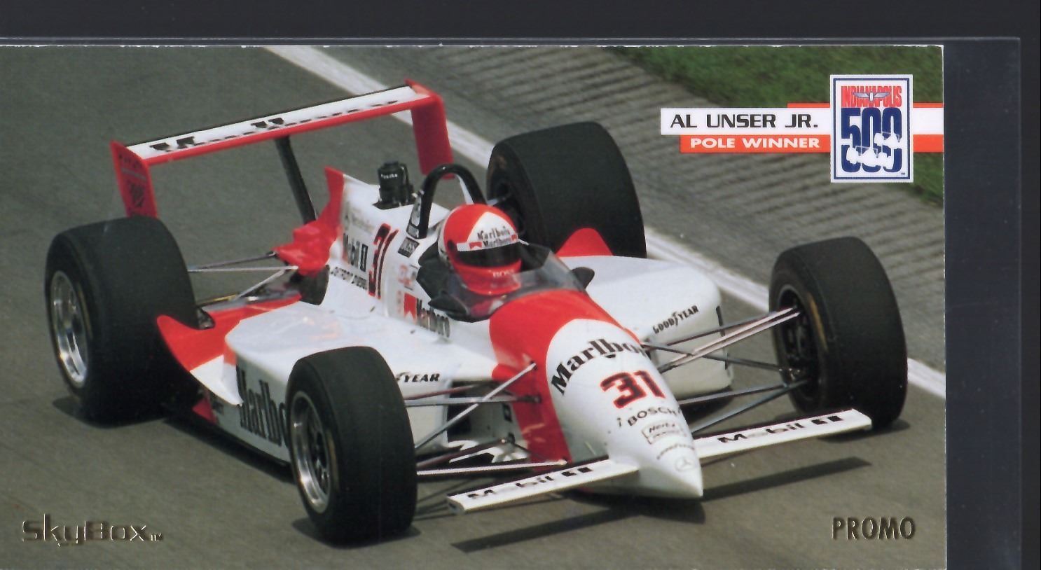 1995 Skybox Al Unser Jr. Pole Winner Promo Card