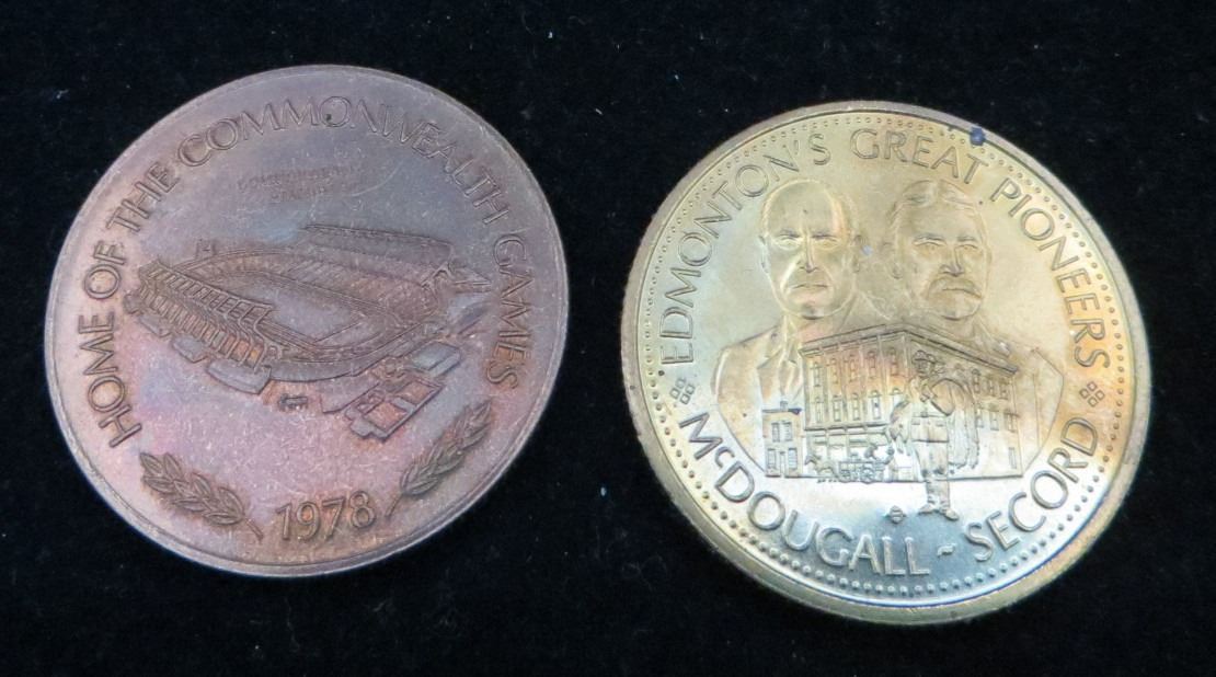 1978 Edmonton Commonwealth Games Token & 1978 Klondike Token
