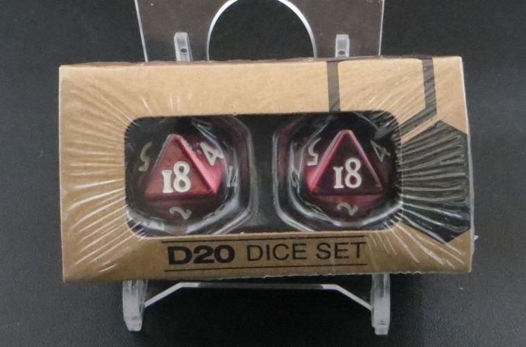 New Sealed Heavy Metal Dice 2x D20 Red w/White Numbers