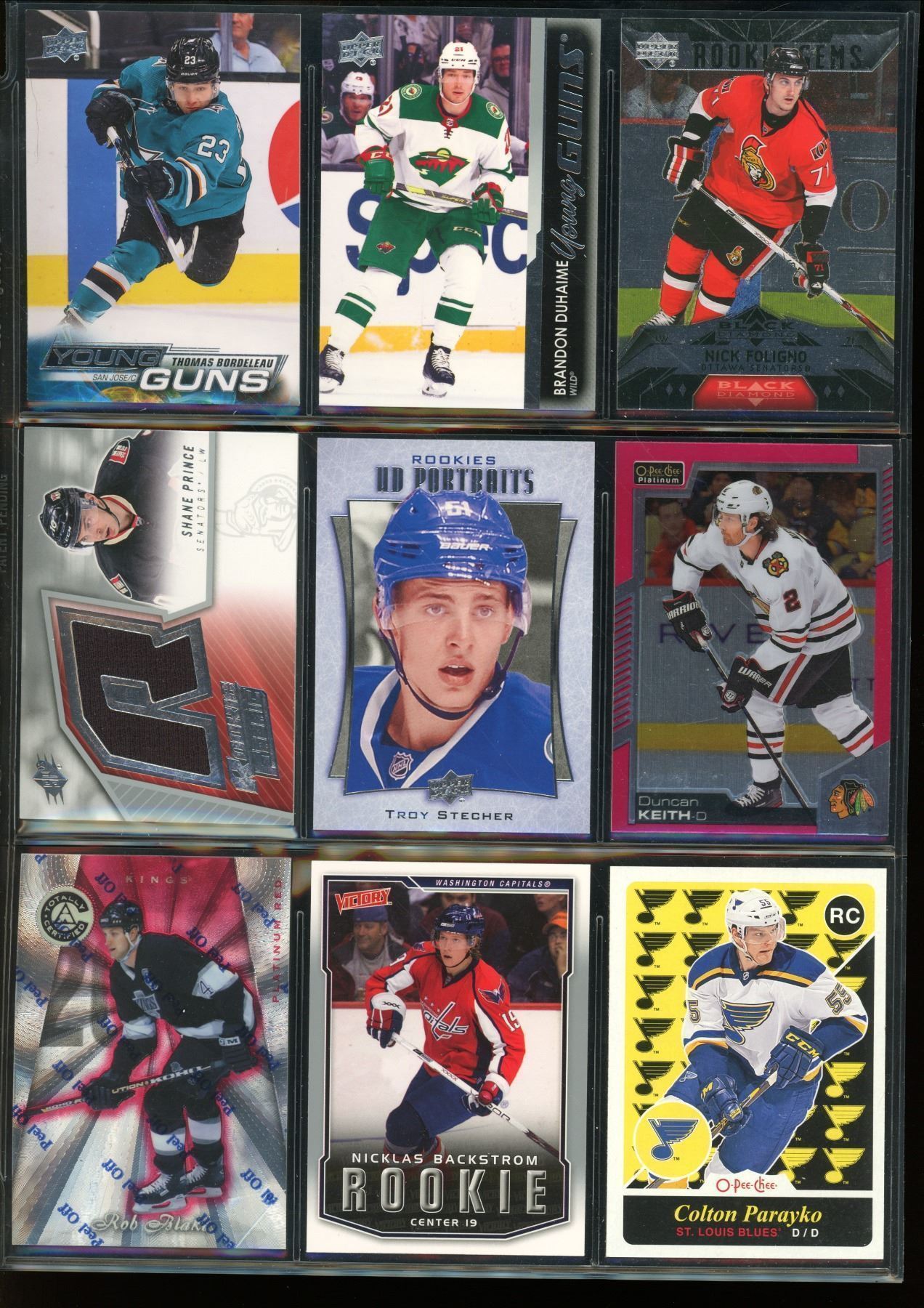 9 NHL Rookie & Insert Hockey Cards Various Teams