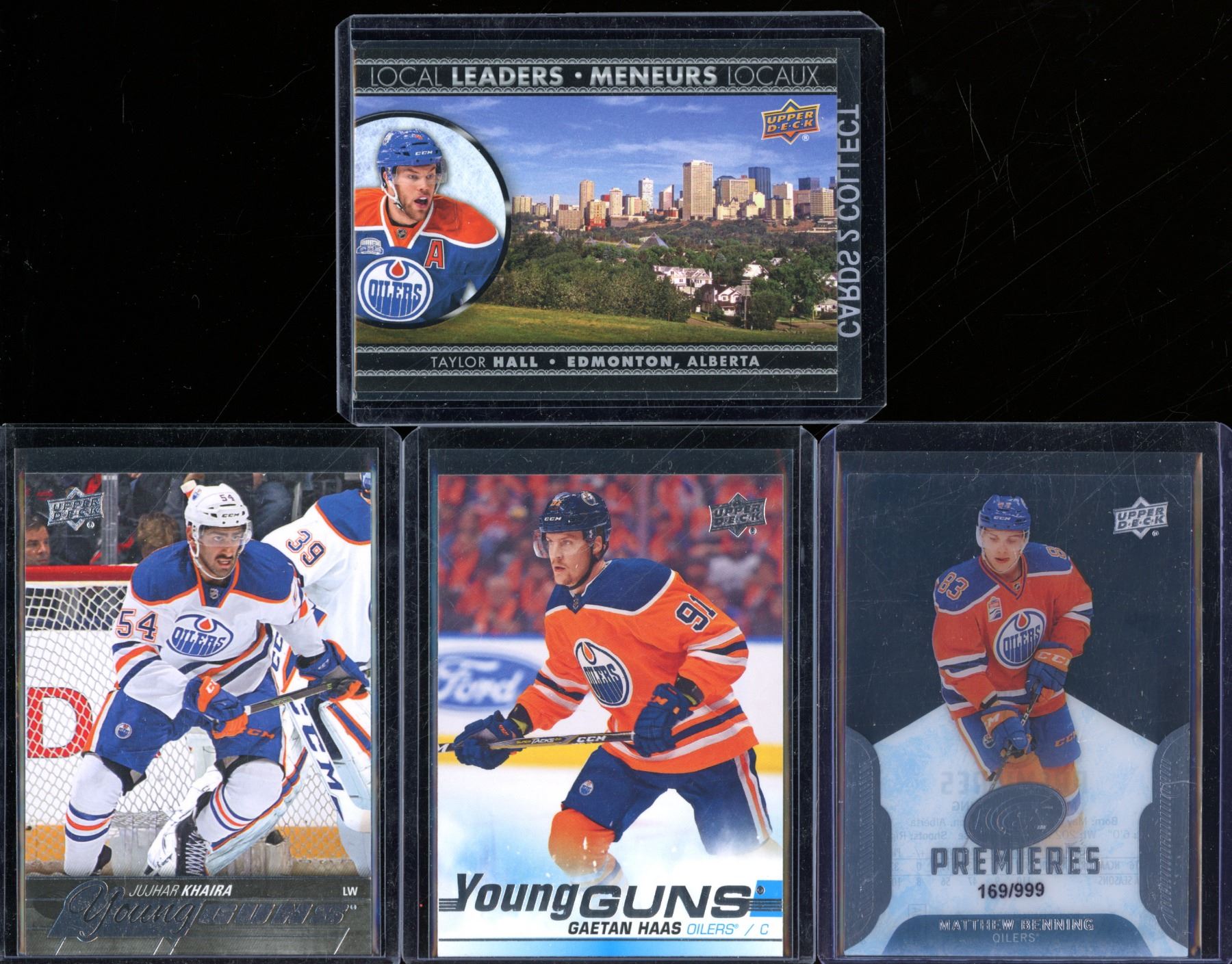 4 Edmonton Oilers Cards Gaetan Haas YG RC, Jujhar Khaira YG RC, Taylor ...