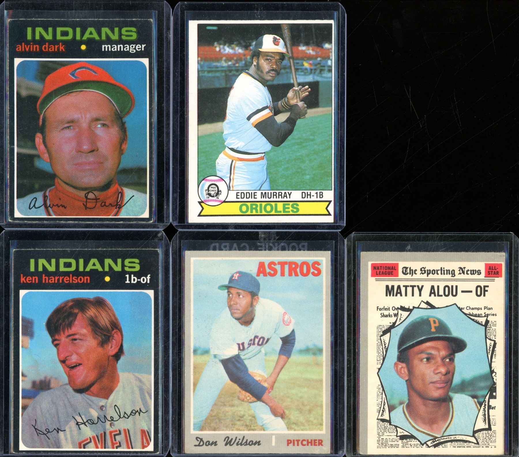 5 Vintage Baseball Cards Eddie Murray, Matty Alou, Don Wilson, Ken ...