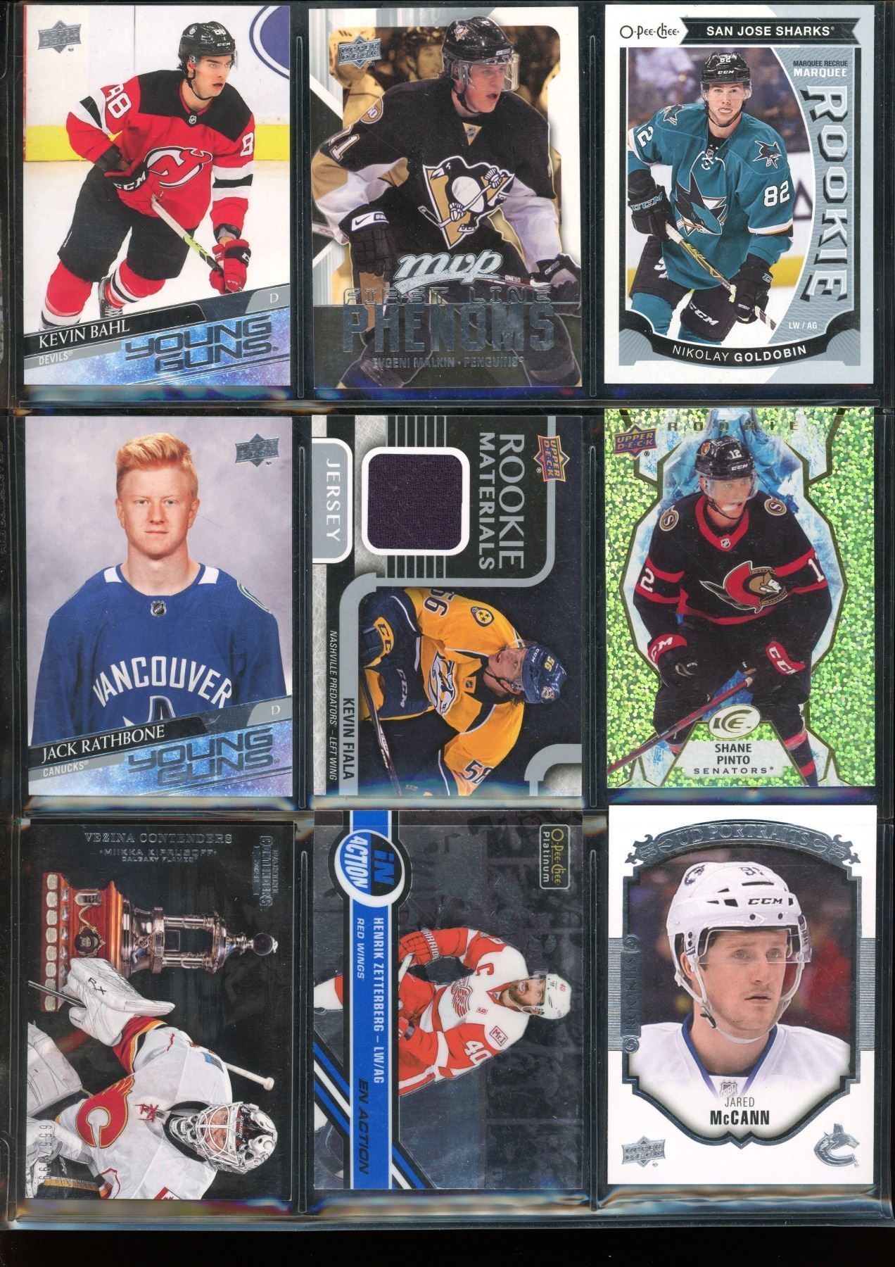 9 NHL Rookie & Insert Hockey Cards Various Teams