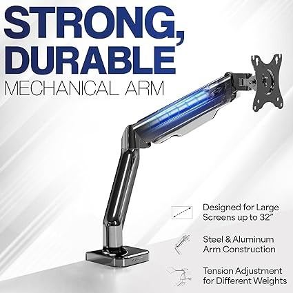 Vivo Single Monitor Height Adjustable Counterbalance Pneumatic Arm Desk ...