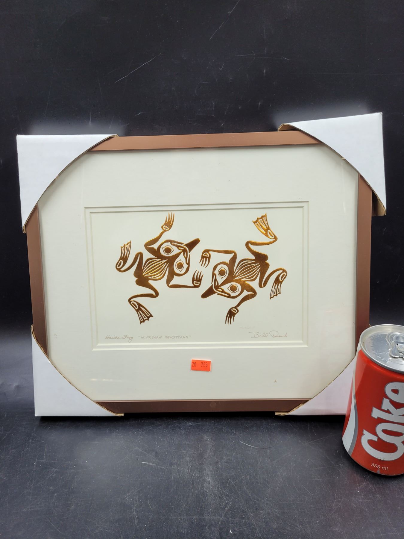 Framed Bill Reid Haida Frog "Hlkkyaan Qqusttaan" Print