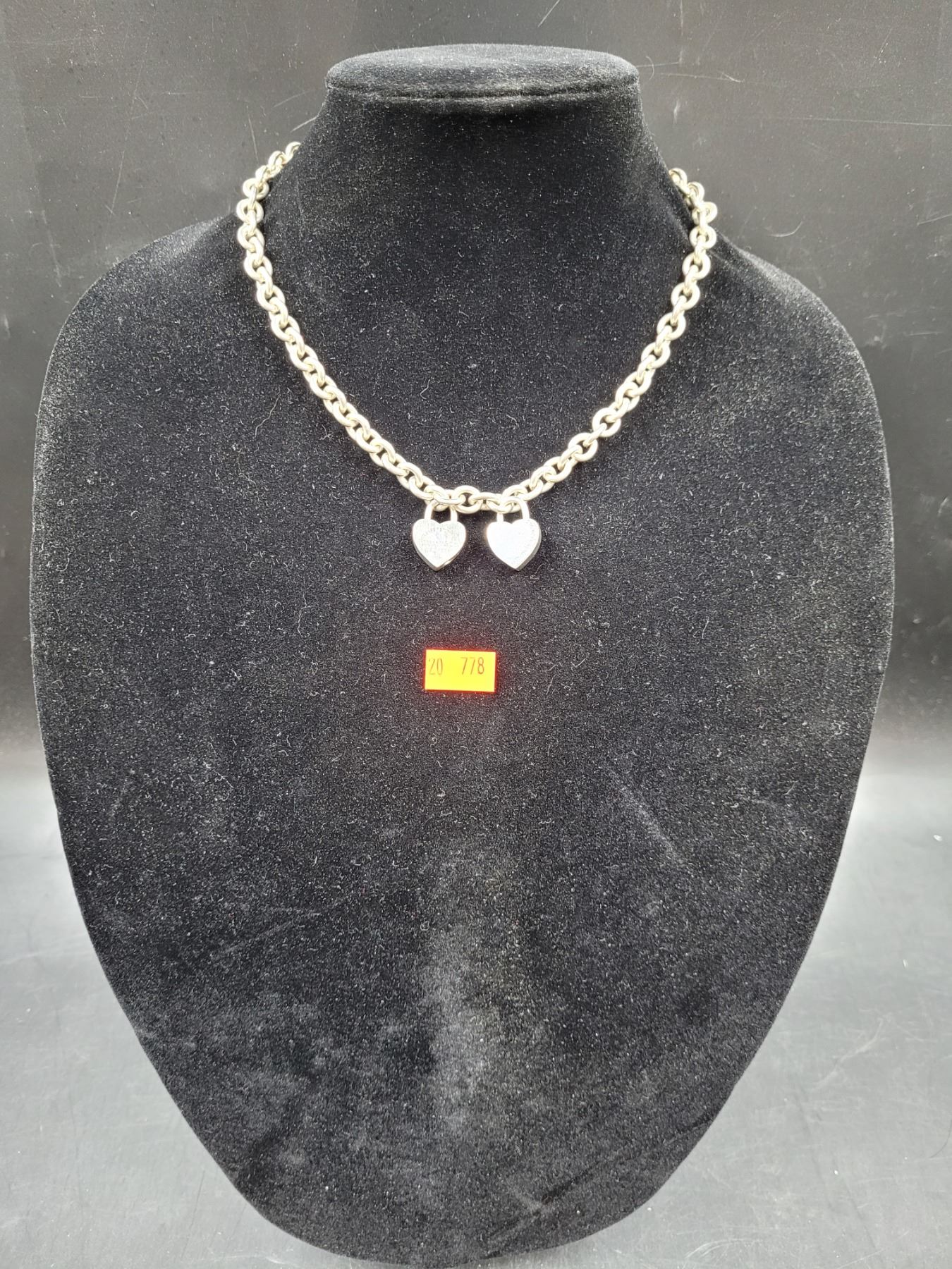 Sterling Silver Tiffany & Co. New York Chain and Heart Pendants (76.4 ...