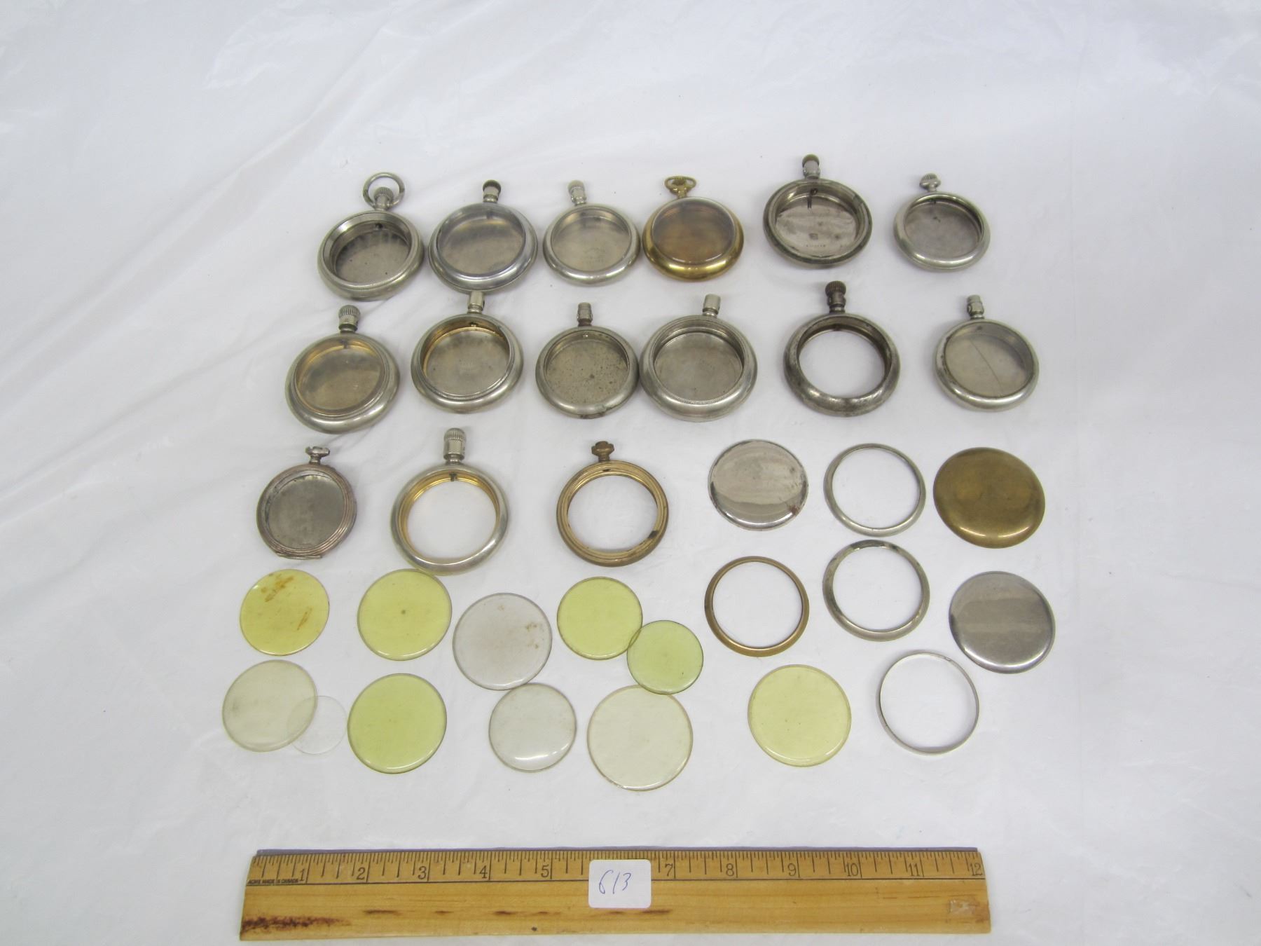Large Lot of Antique Pocket Watch Cases and Lenses Etc. - Schmalz Auctions