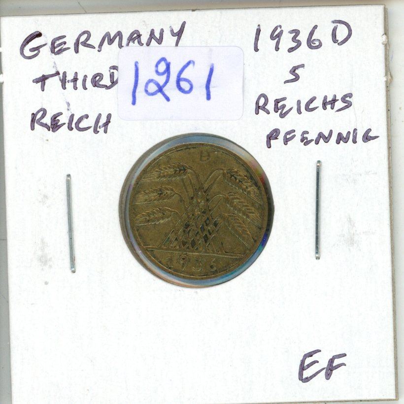 Germany – Nazi Third Reich. 1936D 5 Reichspfennig. EF. - Schmalz Auctions