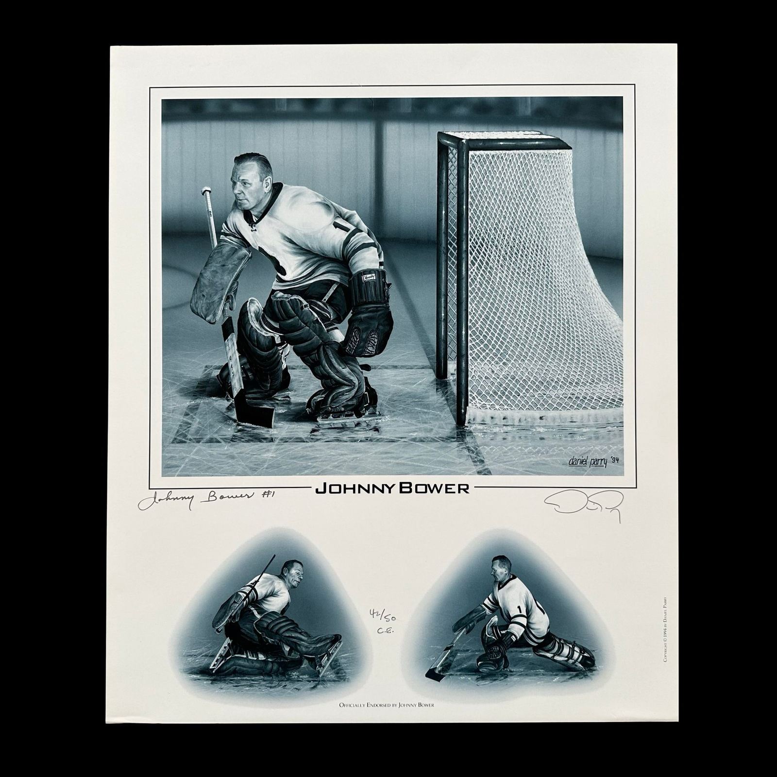Daniel Parry's "Johnny Bower" Limited Edition Print Signed by Bower