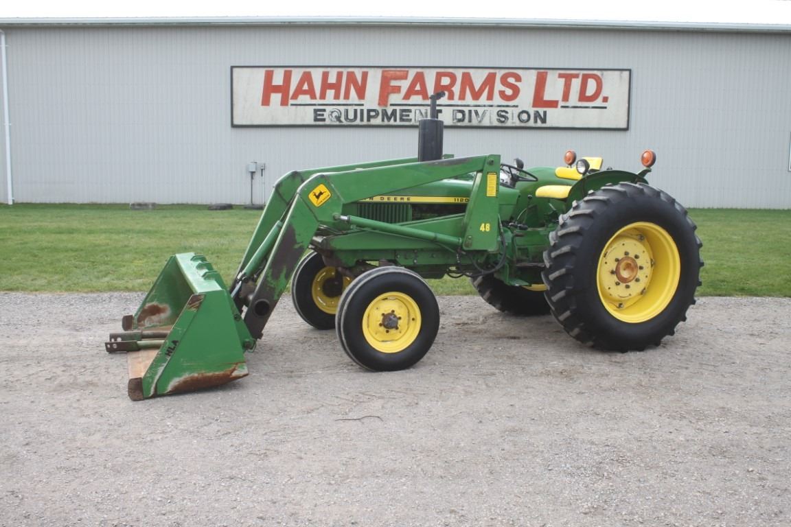 JD 1120 2wd tractor, 48 QT loader, 9766 hours