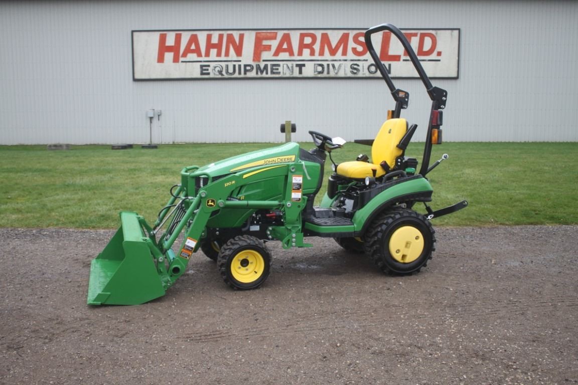 2021, JD 1025R compact tractor, 120R loader, 36 hours