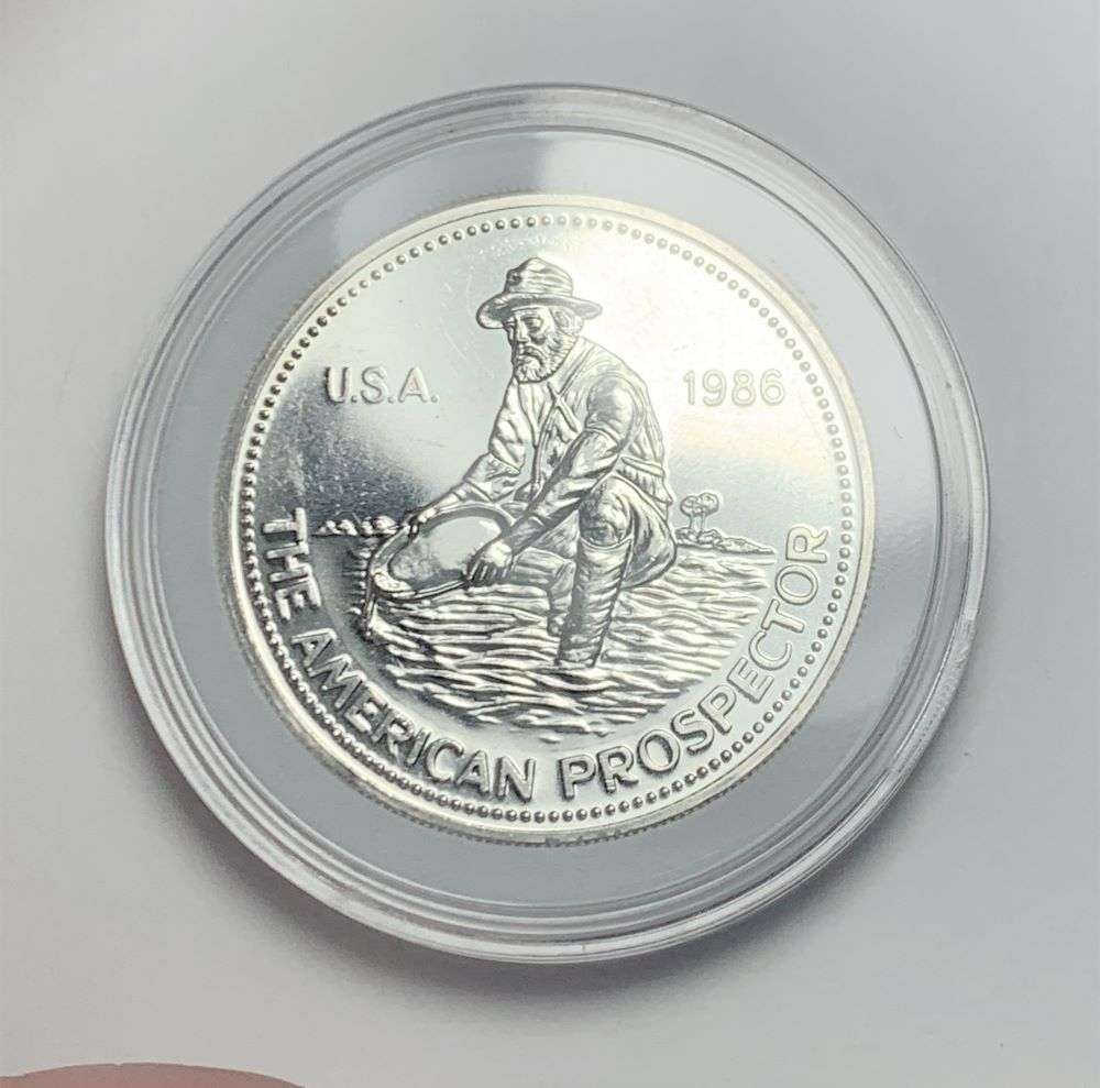 1986 Engelhard The American Prospector Proof 1 ozt .999 Silver