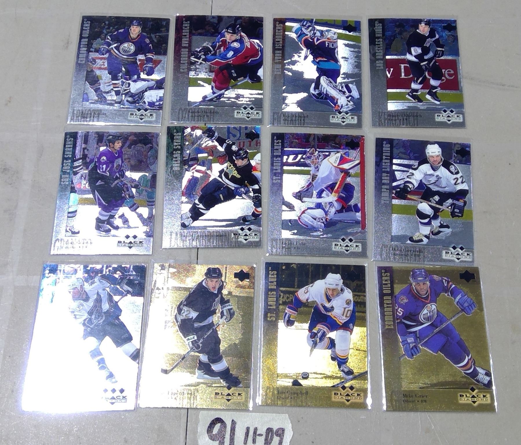 12 96-97 UD Black Diamond Inserts, Double D, Double D GOLD, Trip D Adam ...