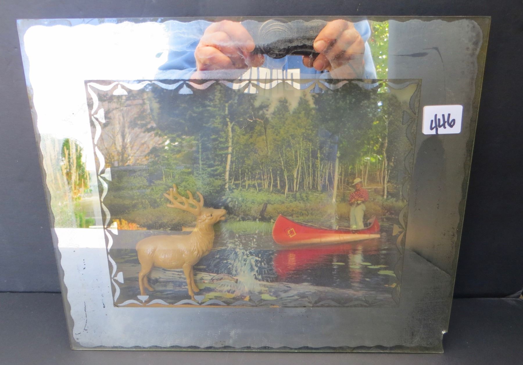 Vintage 1950s 3D mirrored hunting/fishing wall picture - 10"x12 ...
