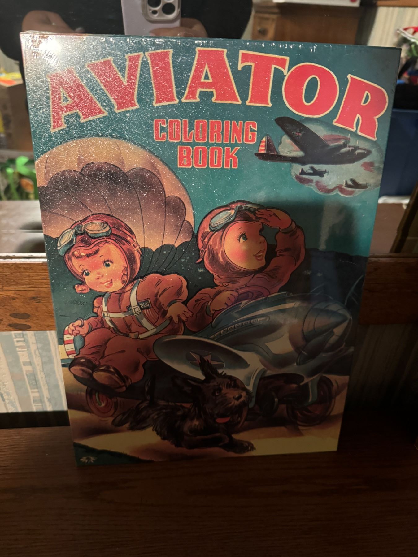 Aviator coloring book tin sign