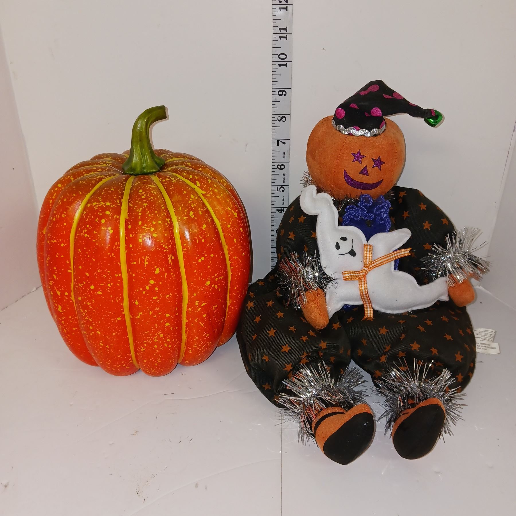 Vintage Halloween Pumpkin Jester & Pumpkin, 6"Round 10"H