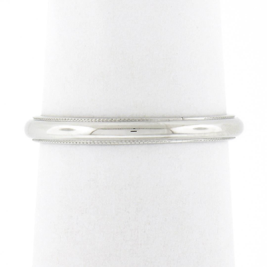 Classic 14k White Gold 2.2mm Domed Polished w/ Milgrain Stack Wedding ...