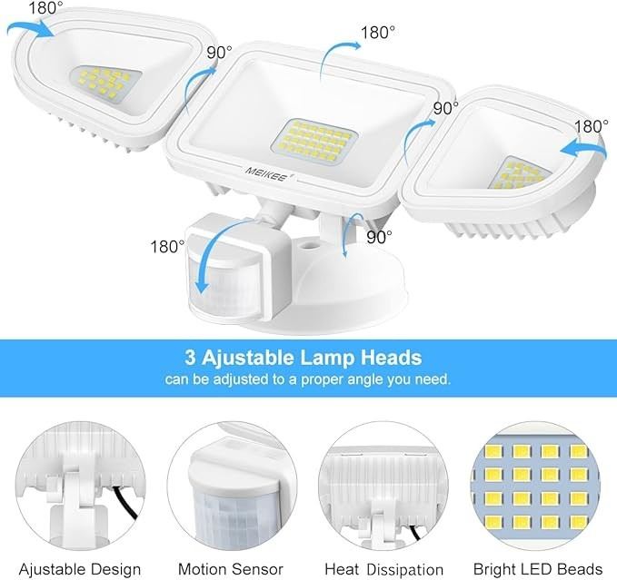 Motion Sensor Light Outdoor Meikee 42W 3600Lm Led Security Flood Lights ...