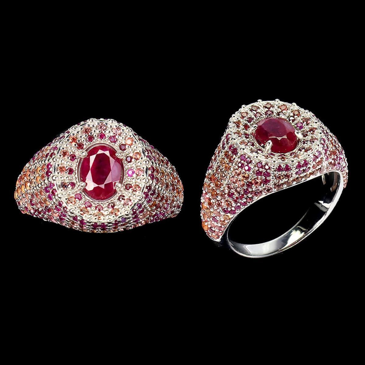 Natural Red Ruby & Sapphire Ring