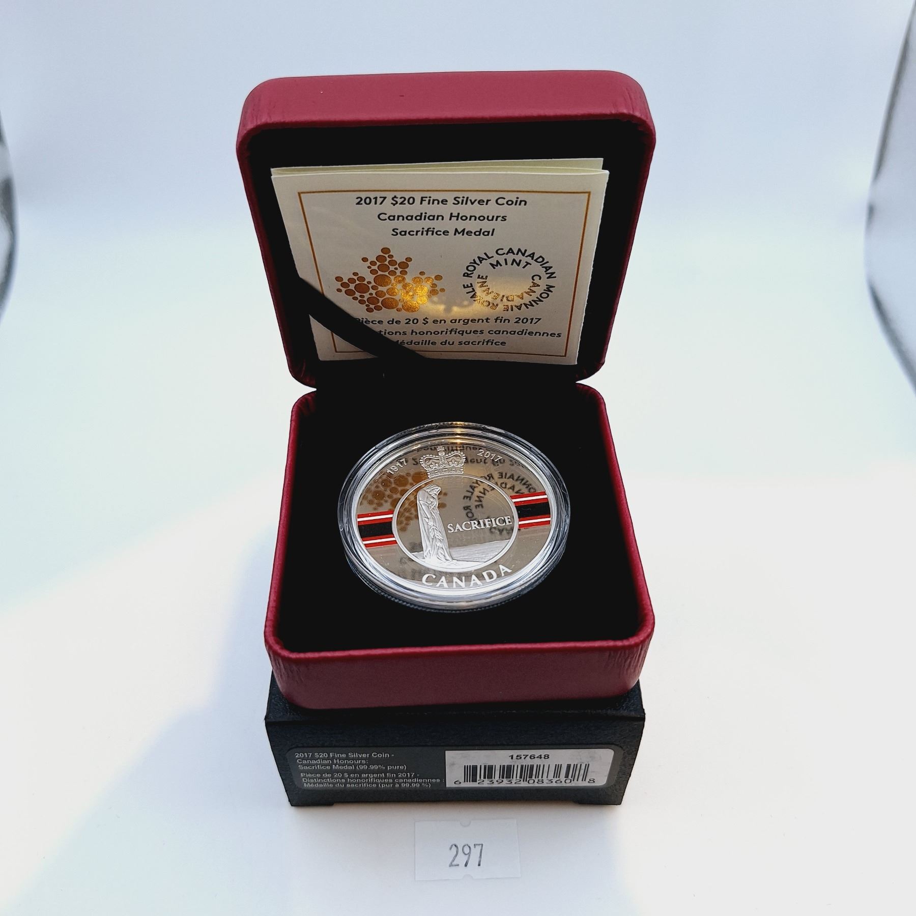 RCM 2017 $20 Fine Silver Coin - Canadian Honours Sacrifice Medal 31.83g 99.99% Silver - Beck ...