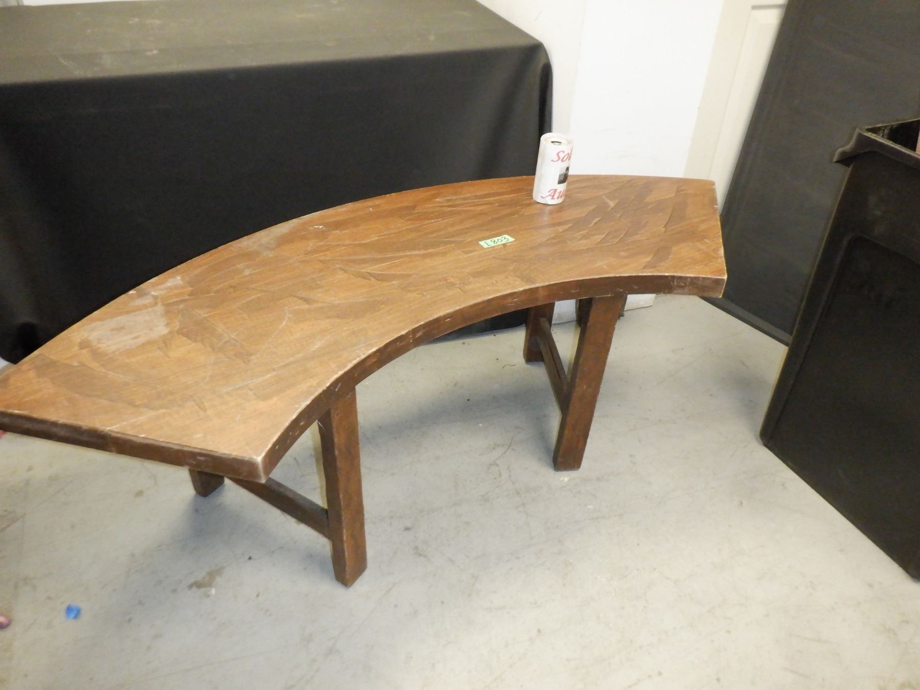 Solid wood curved table in modern design, unique side table