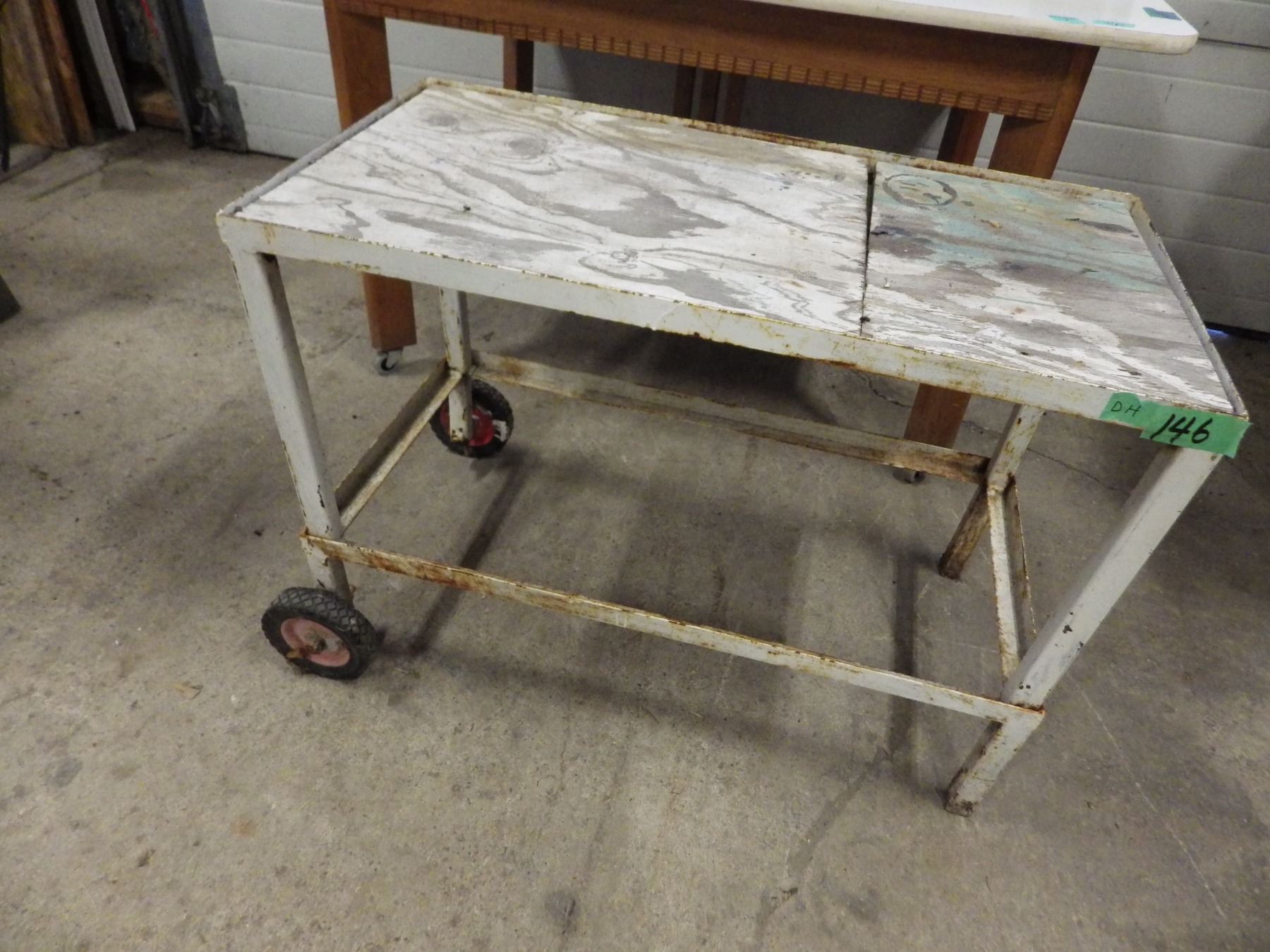 Metal framed rolling work stand