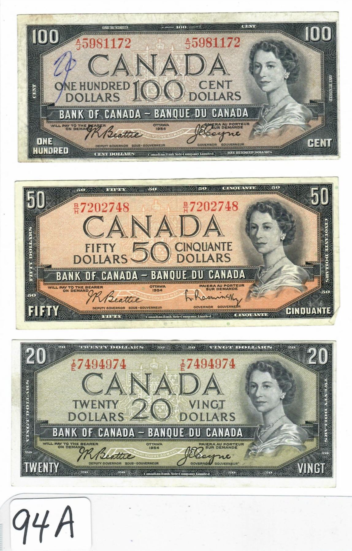 LOT OF 6 CANADIAN BANKNOTES