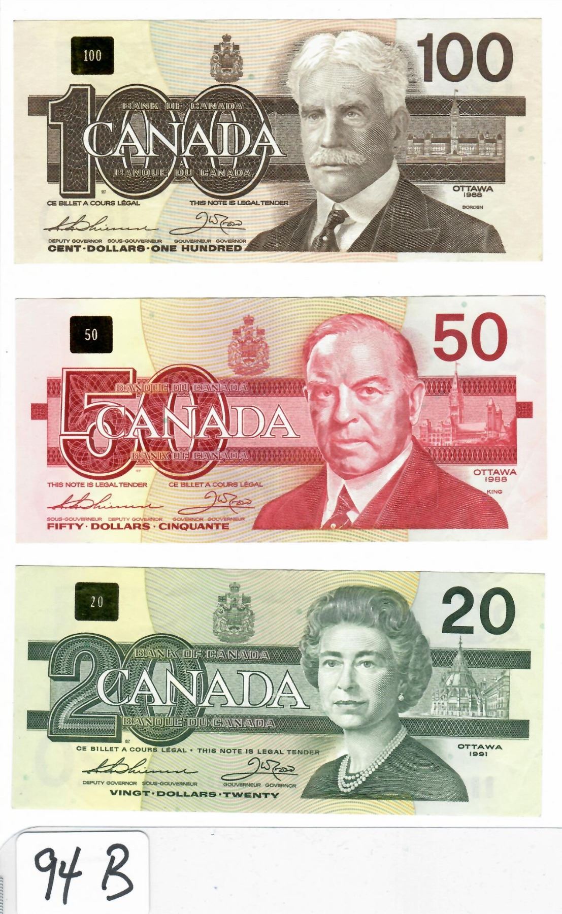 LOT OF 6 CANADIAN BANKNOTES
