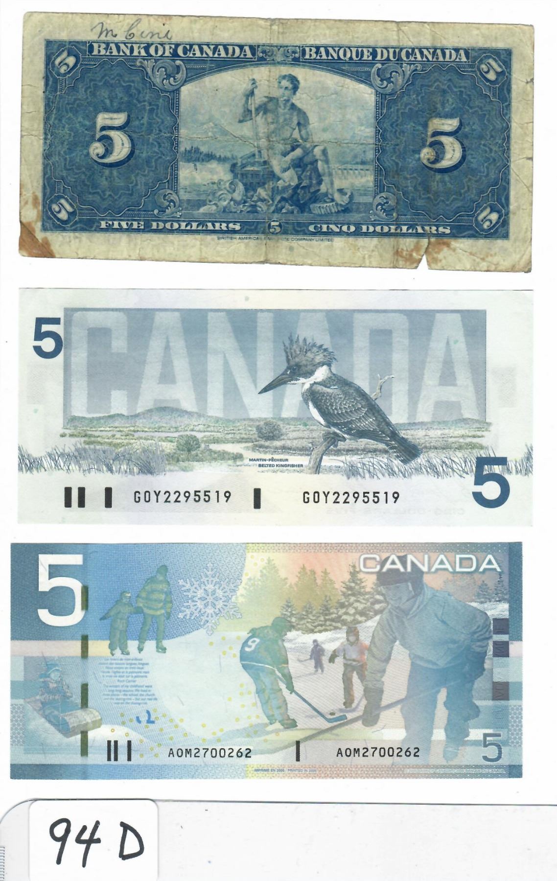 LOT OF 6 CANADIAN BANKNOTES