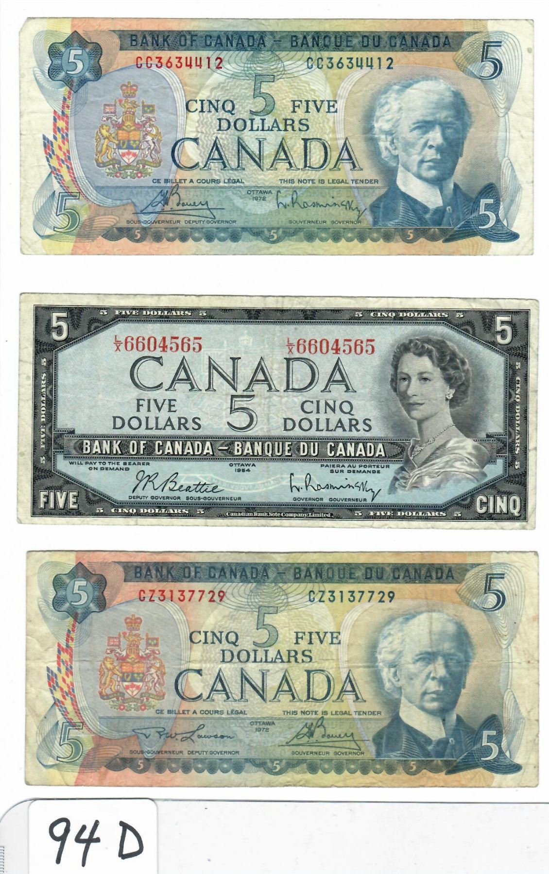 LOT OF 6 CANADIAN BANKNOTES