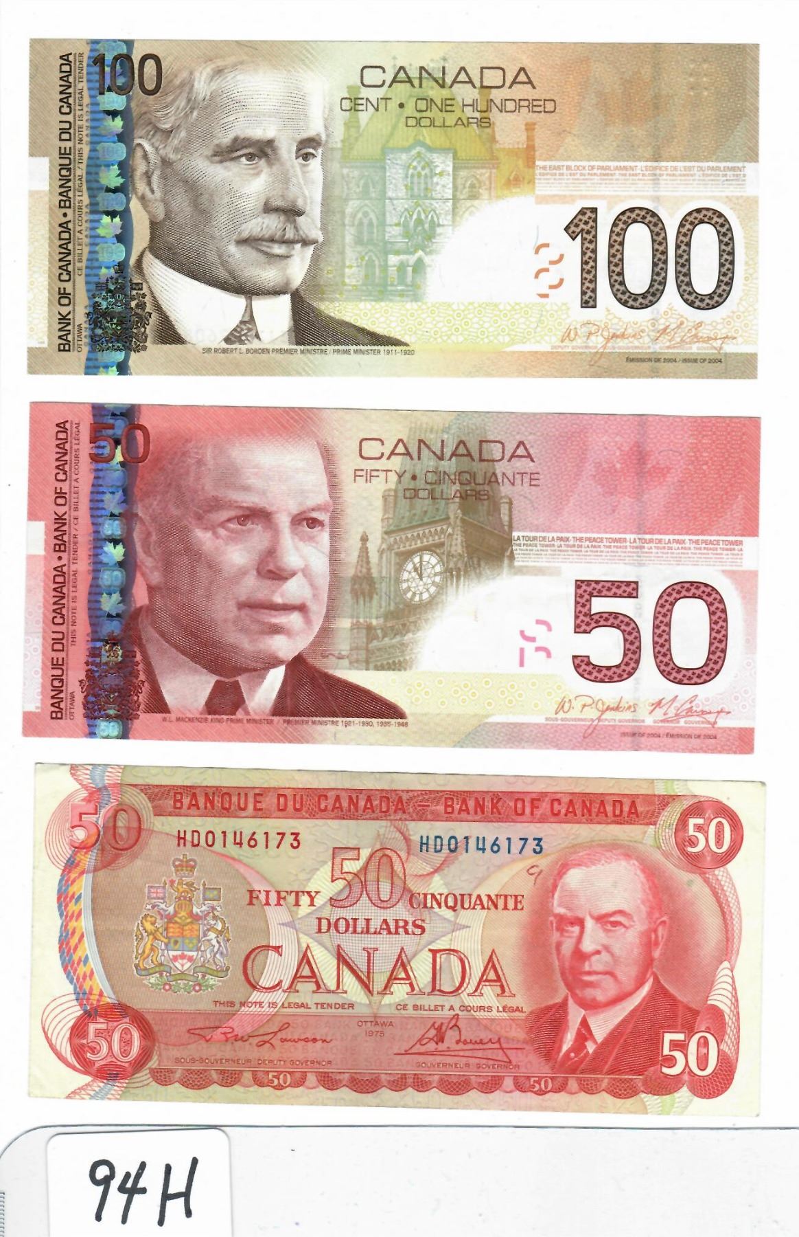 LOT OF 6 CANADIAN BANKNOTES