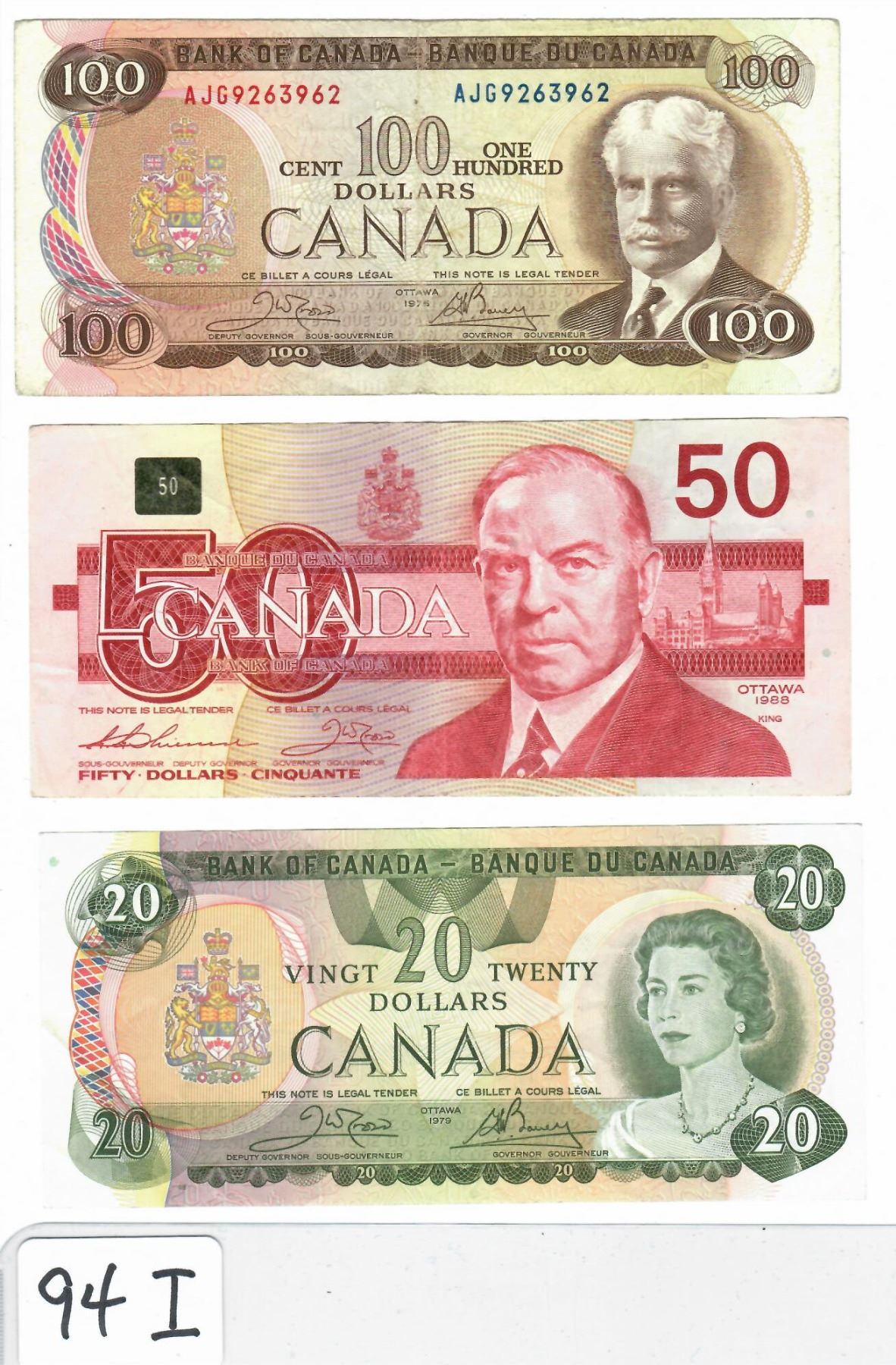 LOT OF 6 CANADIAN BANKNOTES
