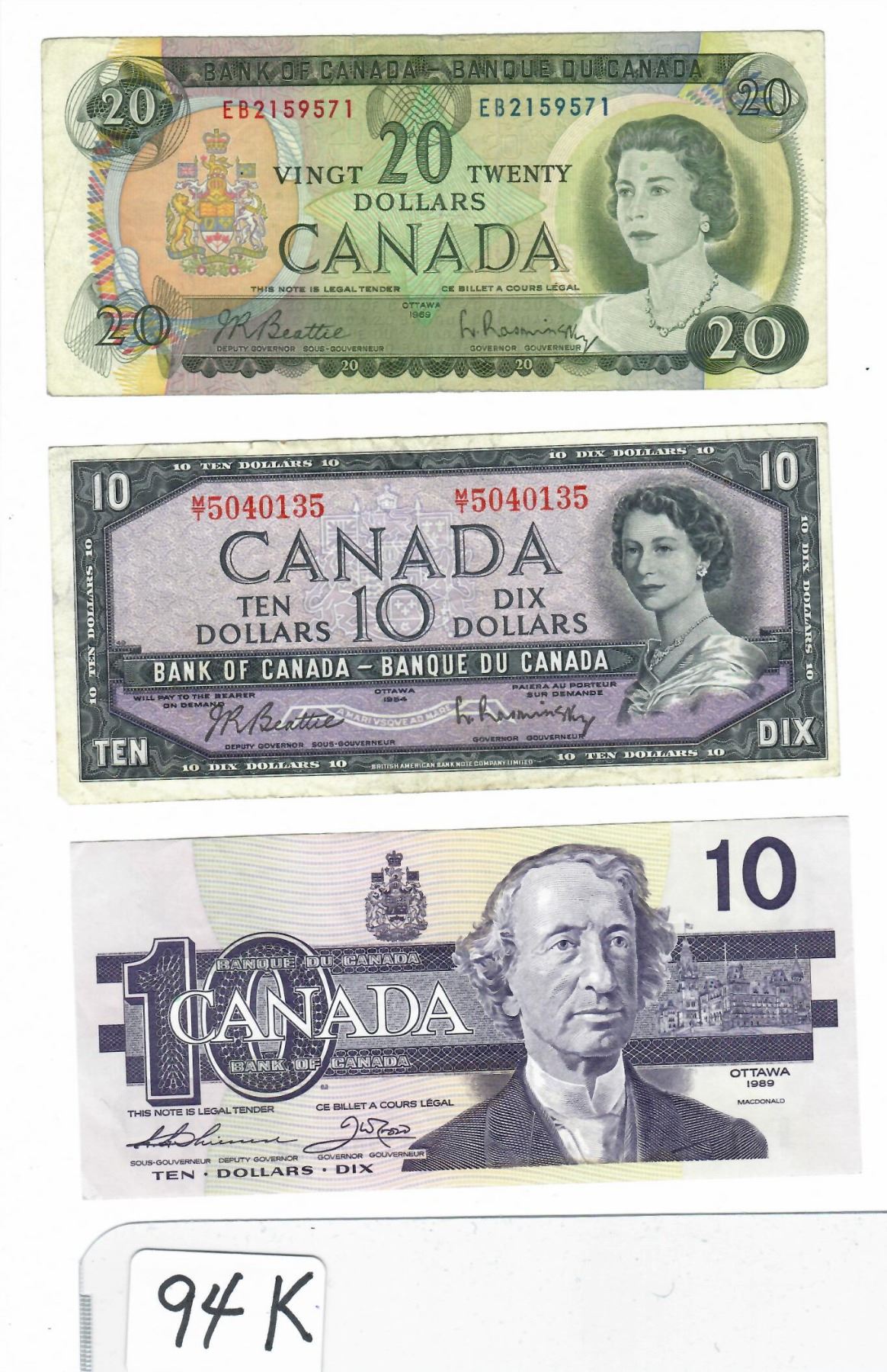 LOT OF 6 CANADIAN BANKNOTES