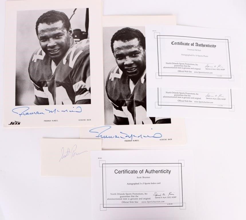 3 VINTAGE AUTHENTICATED FOOTBALL PLAYER SIGNATURES