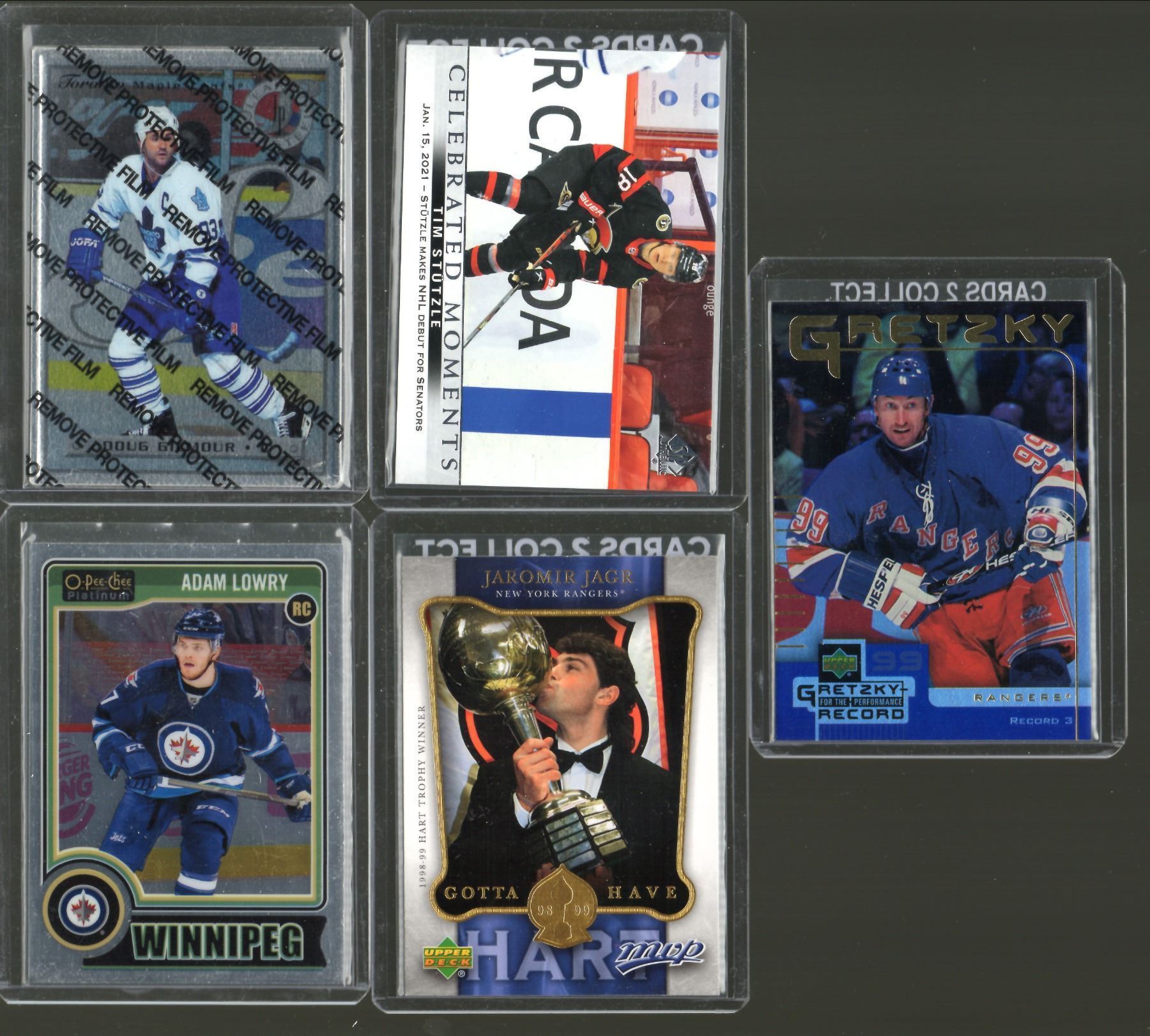 5 Hockey Card Rookie & Inserts Lot Jaromir Jagr, Tim Stutzle, Adam ...