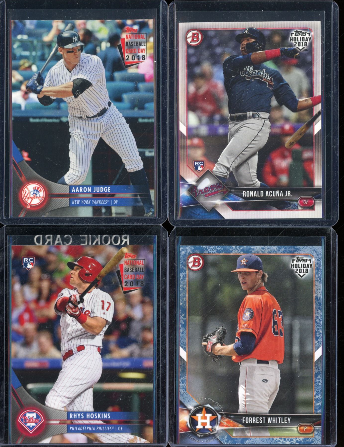 4 Baseball Cards Aaron Judge, Forrest Whitley, Rhys Hoskins & Ronald ...